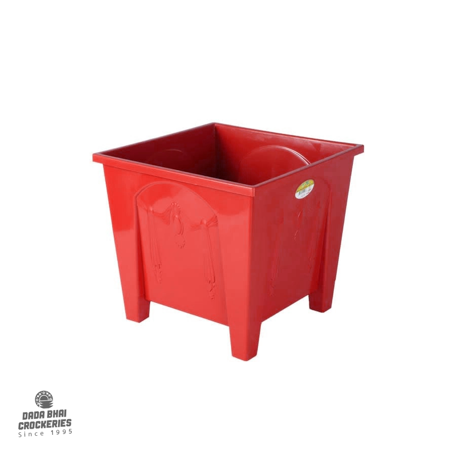 Tel Square Flower Tub 8 " - Red - Dada Bhai Crockeries